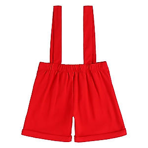 IBTOM CASTLE Gentleman First Birthday Cake Smash Photo Prop Outfits for Baby Boys Romper+Bow Tie+Overalls Bib Pants Ears Headband Halloween Baby Shower Fancy Costume Red+Balck 12-18 Months