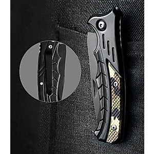 BUYONE Pocket Knife, Mini Folding Knife| Outdoor Knife, with Belt Clip, for Leisure, Camping, Hiking and Emergencies, Gift for