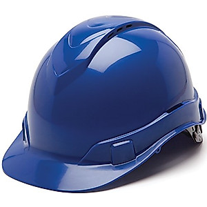 Pyramex Ridgeline Cap Style Hard Hat, Vented, 4-Point Ratchet Suspension, Blue