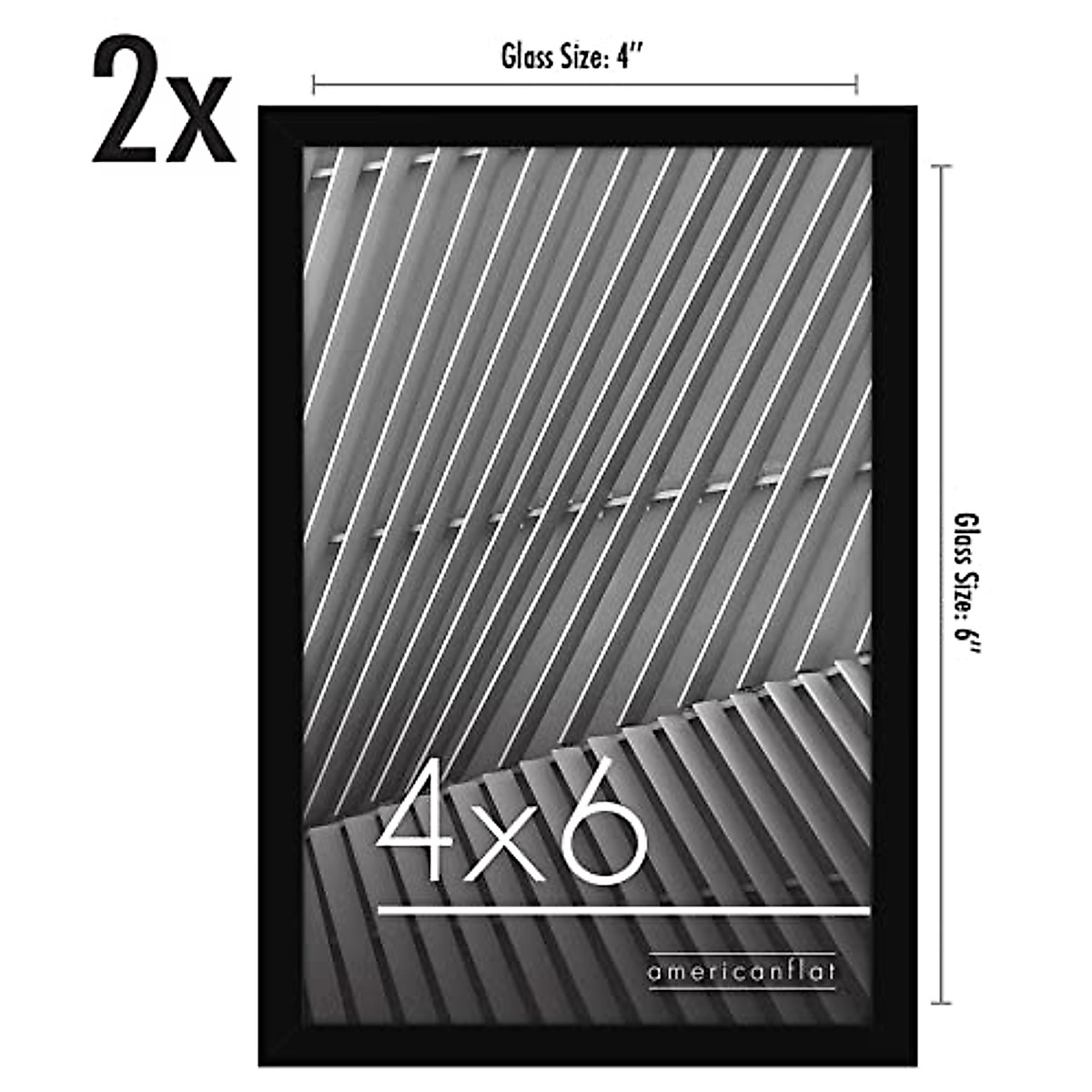 Americanflat 4x6 Picture Frame 2 Pack in Black with Polished Plexiglass - Thin Border 4 X 6 Inch Photo Frames for Wall or Desk - in Horizontal or Vertical Format