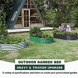 Land Guard 2Pcs Galvanized Raised Garden Bed Kit, Galvanized Planter Raised Garden Boxes Outdoor, Oval Large Metal Raised Garden Beds for Vegetables…