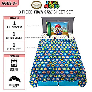 Franco Kids Bedding Super Soft Microfiber Sheet Set, Twin, Mario