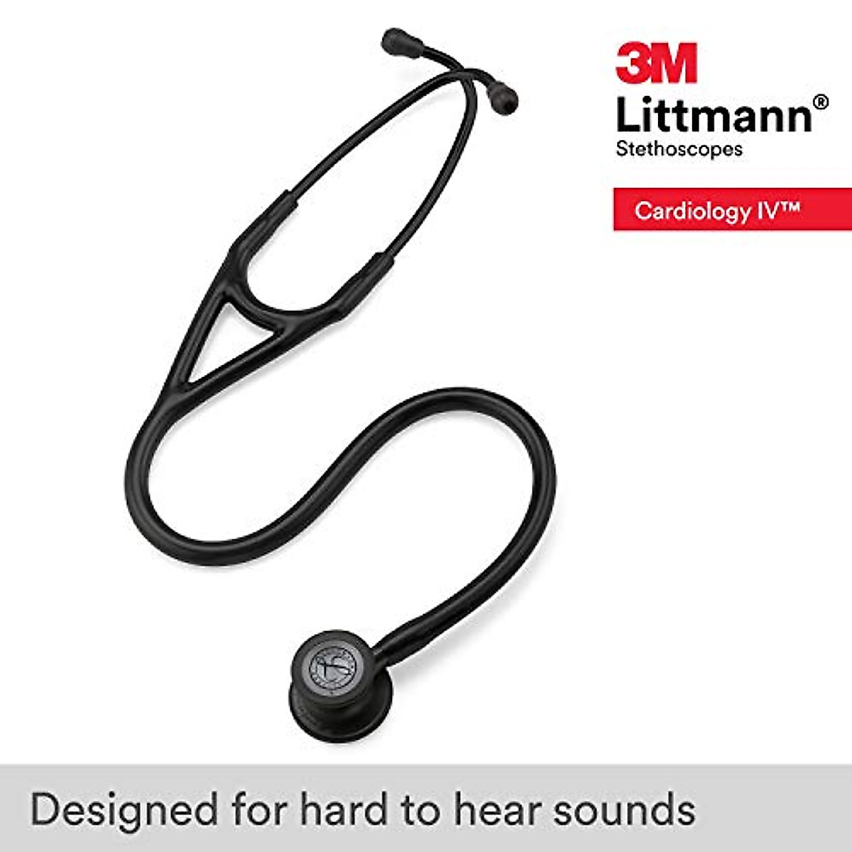 3M Littmann Cardiology IV Diagnostic Stethoscope, 6163, More Than 2X as Loud*, Weighs Less**, Stainless Steel Black-Finish Chestpiece, 27" Black Tube, Stem, and Headset