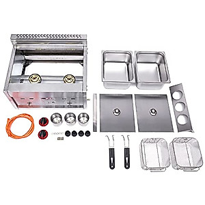 Commercial Countertop Deep Gas Fryer Stainless Steel Outdoor Cooker 6L Basket ×2 Chicken Chips Fryer For French Fries Restaurant Home Kitchen (Type 1)