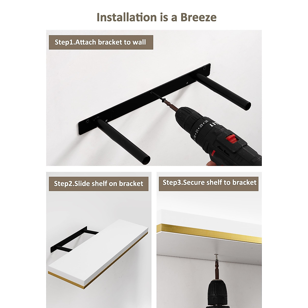 Sivapleso Floating Shelves Set of 2, Modern White Floating Shelves for Wall 24 Inches Long Wall Hanging Shelf with Invisible Brackets for Room Wall