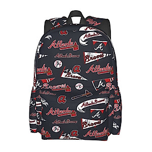 Annod Industries Atlanta Braves Baseball Backpack, Lightweight Casual School Backpacks Bags for Men Women Book Travel Hiking Camping Work, 16.9 Inch