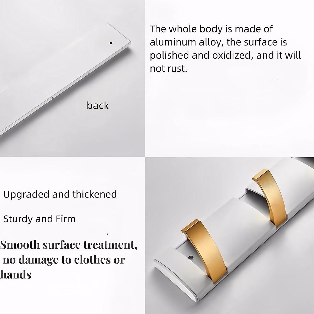 Cehold 2 Pack Foldable Stylish Hook Rack, Modern Coat Rack, Coat Rack Wall Mount, Metal Coat Hook Rail for Coat Hat Towel Purse Robes Mudroom Bathroom Entryway (White and Gold, 5 Hooks)