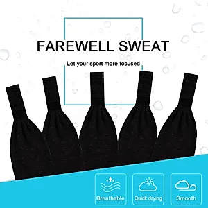 Calbeing Black Workout Headband for Women, Wide Headbands for Women, Sports Running Headband for Exercise, Gym Hairband Athletic Thick Non Slip Yoga Sweatband Fitness 5Pack