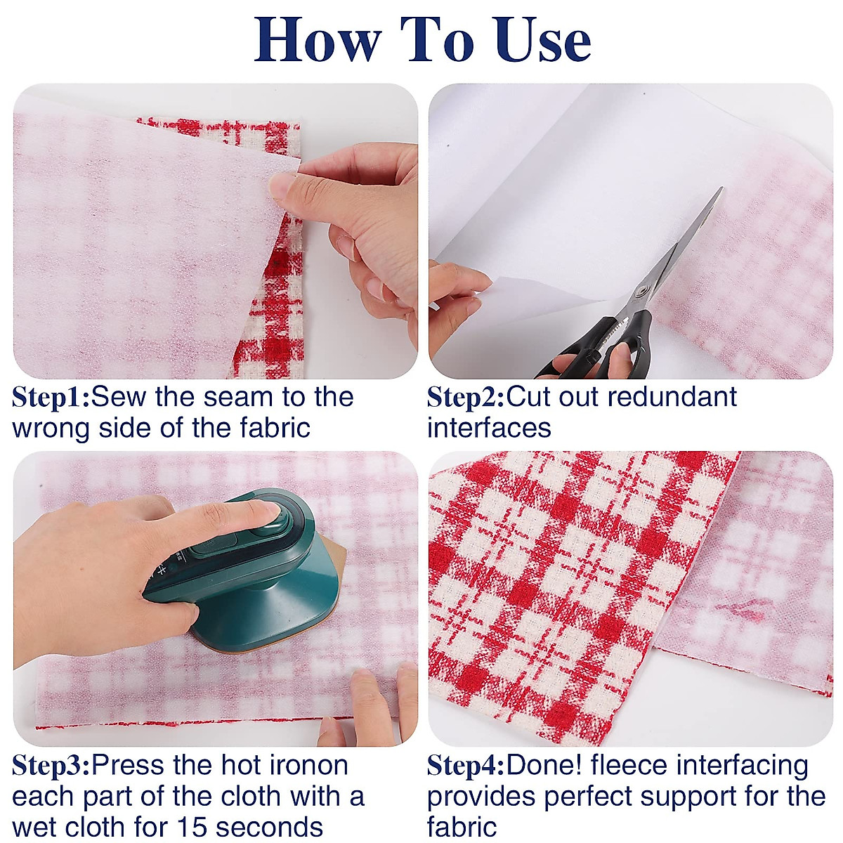 Fusible Interfacing Iron-On interfacing for Sewing Light Weight Non-Woven Fusible Fleece 11.81in x 20yd Iron on Polyester Single-Sided Interfacing for Sewing Crafting