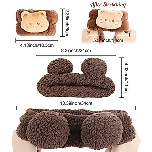 Casoty Bear Ears Headband Spa Headband and Wristband Set, Animal Ear Headband, Cute Ear Headband, Skincare Headbands for Party Cosplay Makeup Washing Face
