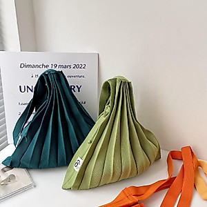 Bealin Women's Pleats Hobo Bag Casual Washable Large Shopping Tote Handbag Green