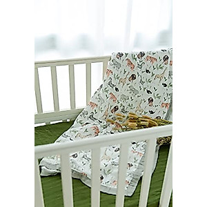 Little Jump Muslin Baby Quilt, Jungle Print Breathable Muslin Quilt Toddler Blanket - Oversized 47" x 47" - 2 Layers Muslin Crib Blanket for Baby Boy and Girls (Jungle)