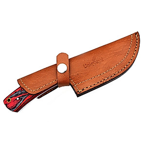 Fixed Blade Knife with Sheath, 9'' Full Tang Hunting Knife with High Carbon Steel Blade, Non-Slip Color Wood Handle, Lanyard Hole, Camping Knife for Hiking, Outdoor, Hunting, Survival, Camping