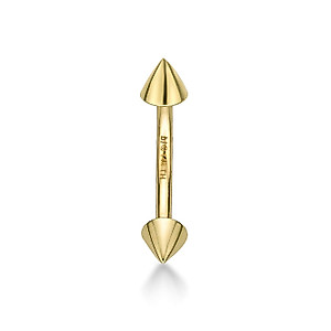 Lavari Jewelers 16 Gauge Spike Curved Barbell Eyebrow Stud for Women - 14k Yellow Gold Stud Ring - 5/16 Inches (7.9mm) Body Jewelry - Unisex Hypoallergenic Piercing Jewelry - 16G Body Piercing for Men