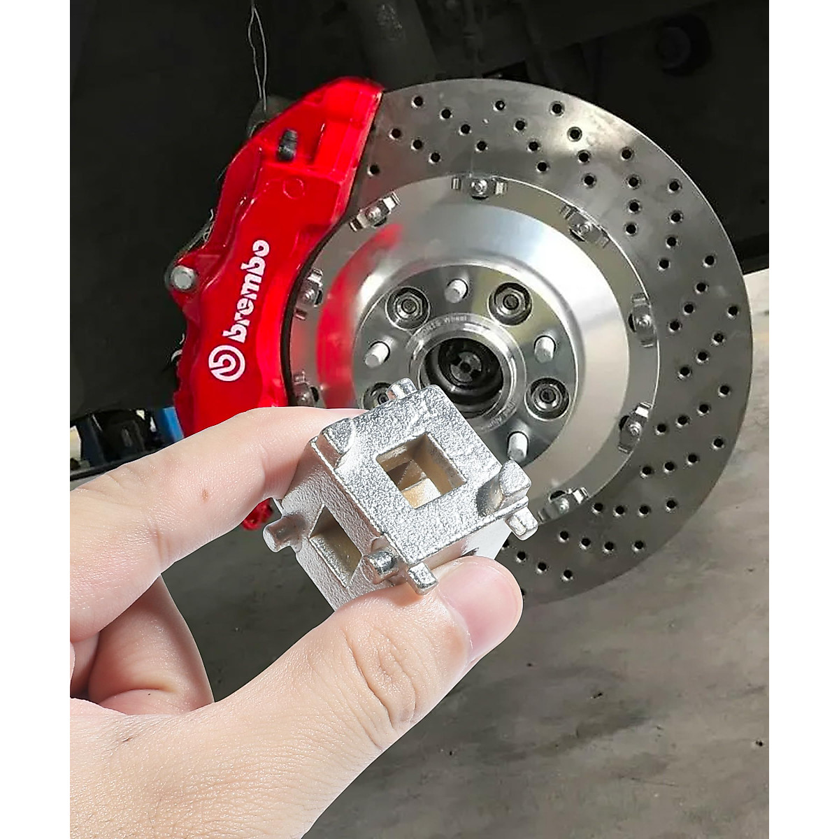 RACOONA Brake Caliper Compression Tool,Car Rear Disc Brake Piston Tool,Car Accessories Caliper Piston Compressor Tool,3/8" Disc Brake Piston Caliper Wind Back Cube Tool,Fits Rear Disc Brakes on Cars