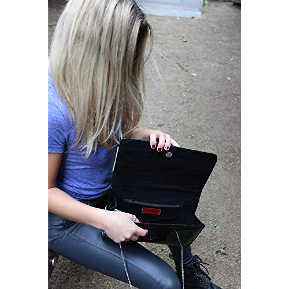 LONI Womens Clutch Purse Grab Top-Handle Leather Look Handbag