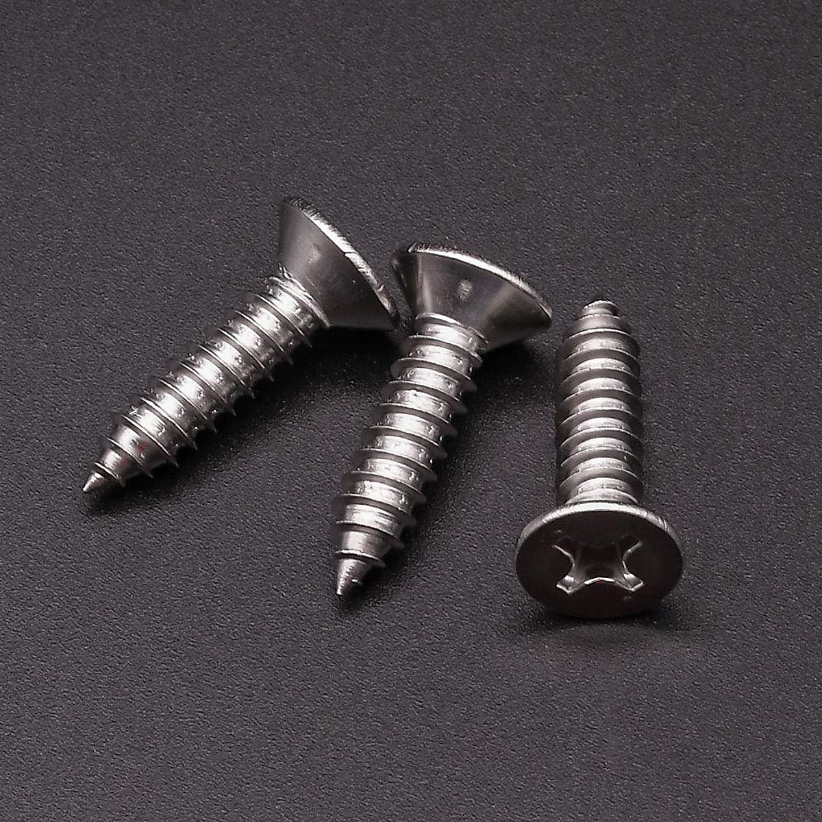 RoyceMart #10 x 3/4" (100 pcs) Stainless Flat Head Phillips Drive Sheet Metal Tek Screws, 304 (18-8) Stainless Steel Screw for Wood, Countersunk Head Wood Screw, Self Tapping Screws
