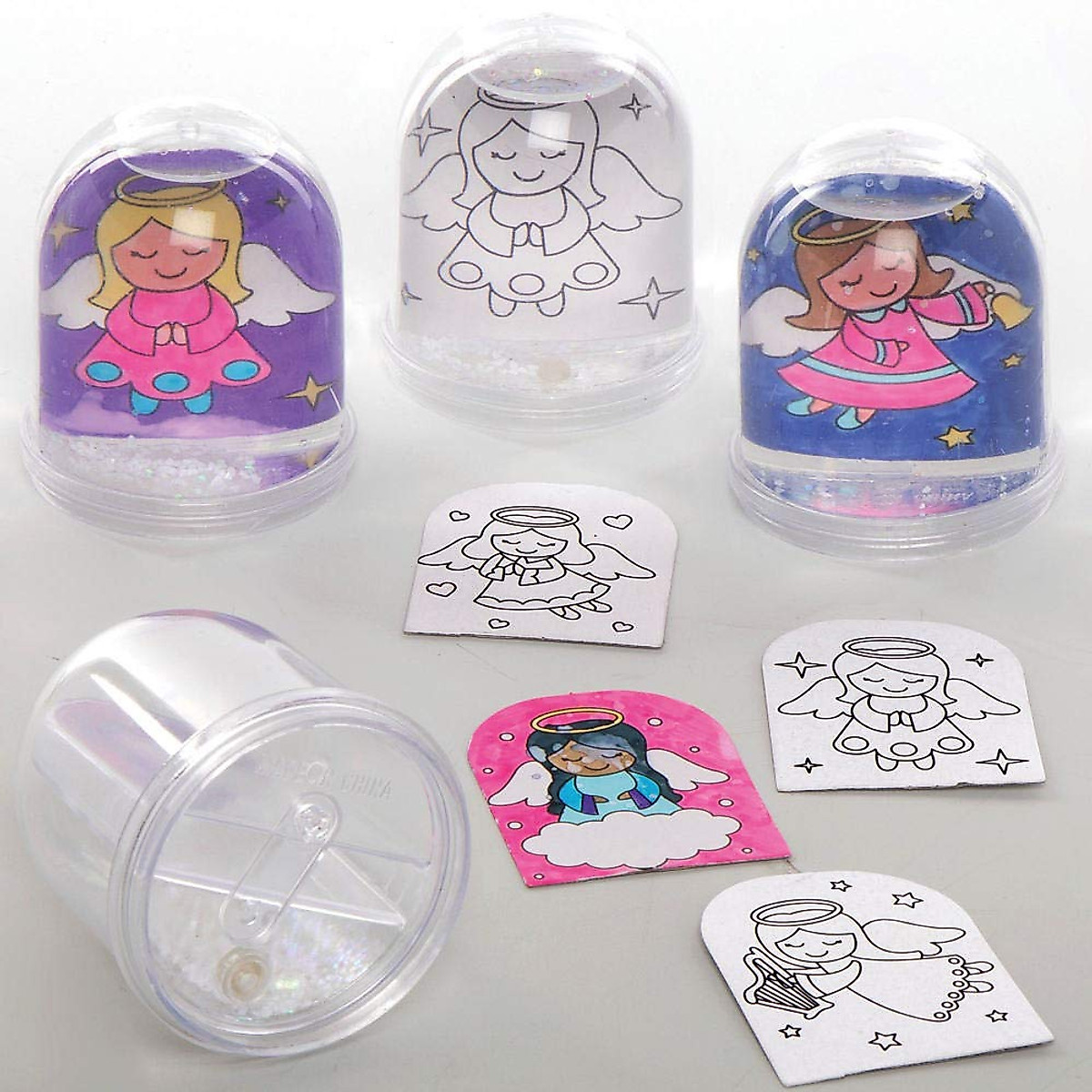 Baker Ross AX384 Angel Color in Snow Globes Kits - Box of 4, Great Christmas Arts and Crafts Supplies for Kids This Festive Season