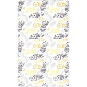 Pineapple Themed Fitted Mini Crib Sheets,Portable Mini Crib Sheets Toddler Bed Mattress Sheets-Great for Boy or Girl Room or Nursery,24“ x38“,Mustard Yellow Mauve