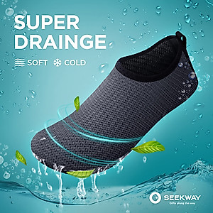 SEEKWAY Water Shoes Quick-Dry Aqua Socks Barefoot Slip-on for Beach Pool Swim River Yoga Lake Surf Women Men Grey SK001