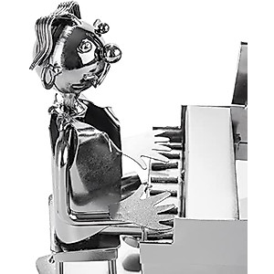 BRUBAKER Wine Bottle Holder 'Piano' - Table Top Metal Sculpture - with Greeting Card
