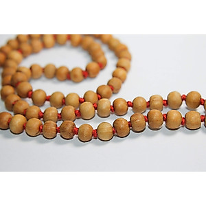 GRI9 8MM Tulsi mala Beads Necklace Holy Basil 108 + 1 Beads Ram Japa Prayer Mala Energized 108 Hindu Tibetan Buddhist Rosary for Chanting Mantra (Red Tessel)