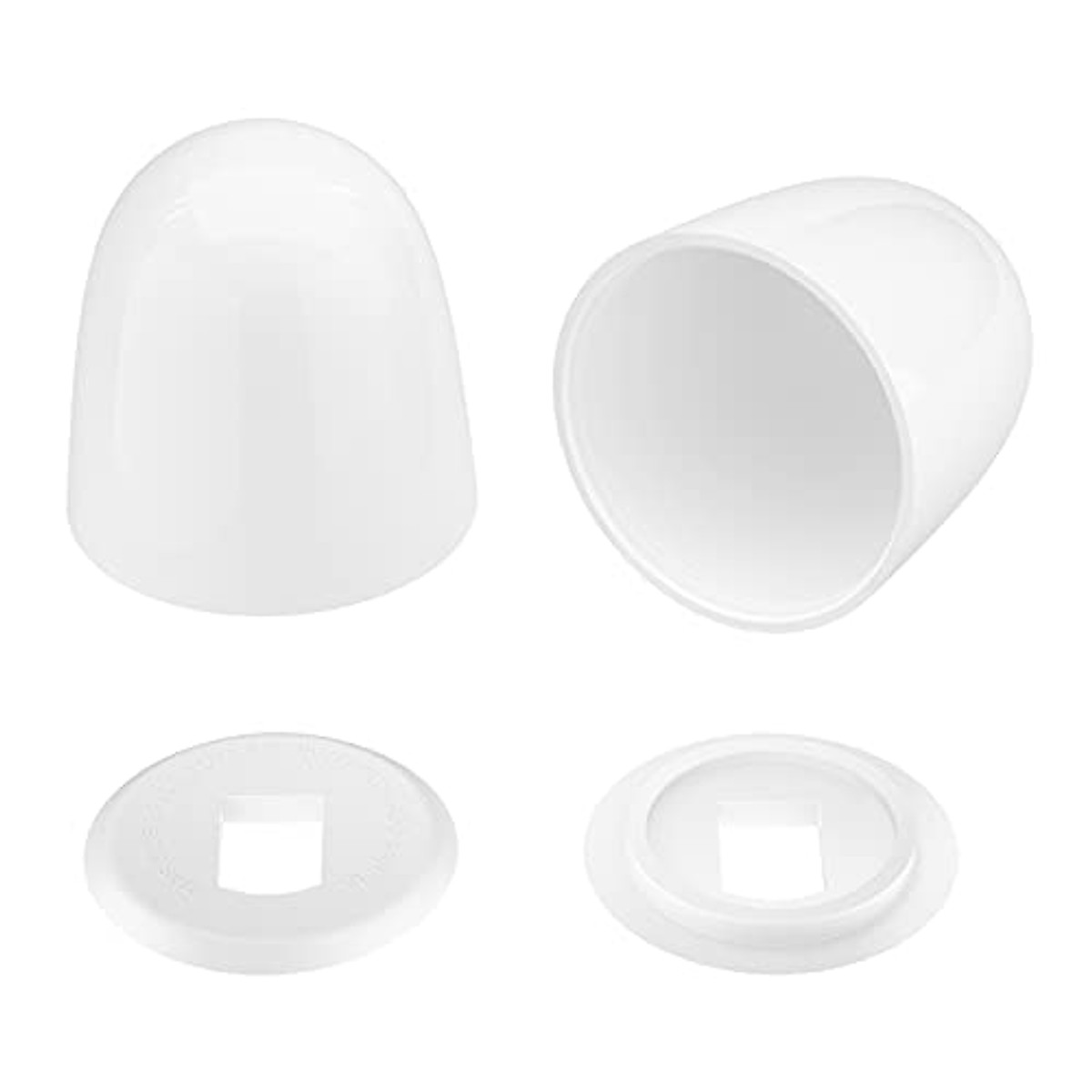 Canomo 4 Packs White Toilet Bolt Caps Toilet Seat Floor Bolts Caps Universal Floor Bolts Snap On Caps with Washers for Easy installation, 1.44 Inch Height