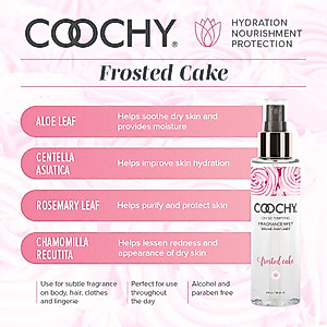 Coochy Fragrance Mist Body Spray - Organic, Boost of Scent for Skin & Hair - Infused w/Vanilla, Butter Cream & Lilac - Frosted Cake, 4floz/118ml
