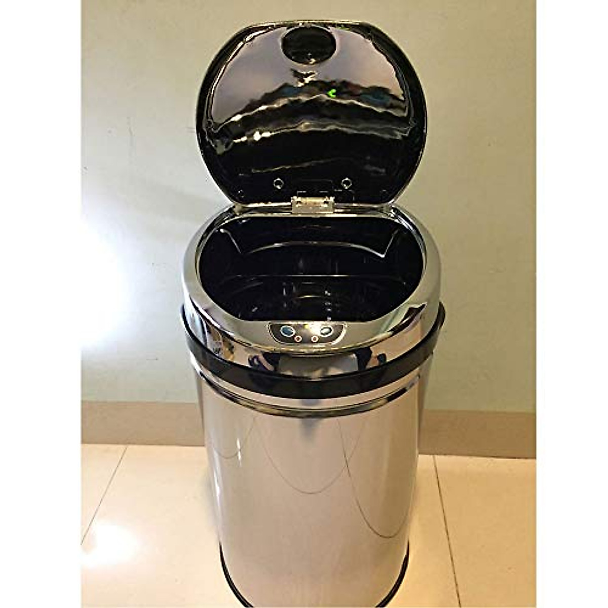 WPYYI 6L/9L/12L Auto Close Trash Can Sensor Waste Bin Touchless Dustbin Garbage Bucket Stainless Steel Batteries Power ( Size : 6l )
