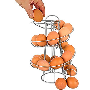 Tnfeeon Spiral Egg Dispenser Rack Indoor Egg Storage Organizer (Silver)