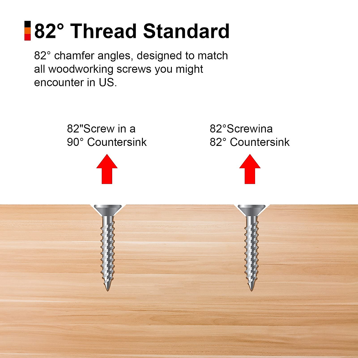 WEAVERBIRD Wood Countersink Drill Bit Set (5Pcs), #4, 6, 8, 10, 12 Tapered High Speed Steel Drill Bits with 1/4" Hex Shank, Depth Adjustable Stop Collar (3/8") and Hex Wrench (1/8" Allen key) included