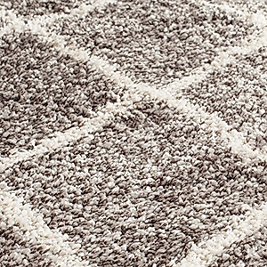 SAFAVIEH Hudson Shag Collection Area Rug - 8' x 10', Grey & Ivory, Modern Trellis Design, Non-Shedding & Easy Care, 2-inch Thick Ideal for High Traffic Areas in Living Room, Bedroom (SGH281B)