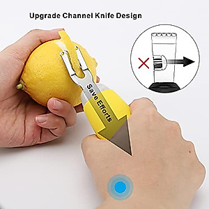 KITCHENDAO Citrus Lemon Peeler Zester Tool with Specially Designed Channel Knife to Save Effort, Ultra Sharp Lemon Rind Twist Peeler Tool Bar Bartender Lime Lemon Stripper for Cocktails Kitchen