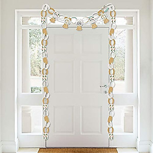 Big Dot of Happiness Religious Easter - 90 Chain Links and 30 Paper Tassels Decoration Kit - Christian Holiday Party Paper Chains Garland - 21 feet