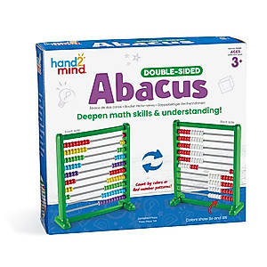 hand2mind Double Sided Plastic 100 Bead Abacus, Abacus for Kids Math, Math Manipulatives Kindergarten, Counting Rack for Kids, Counters for Kids Math, Educational Toys for Elementary Kids (Set of 1)