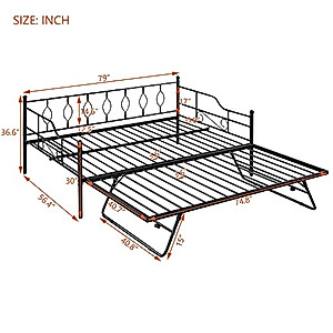 LUSPAZ Full Size Extendable Bed with Pop Up Trundle, Twin to King Daybed with Pull Out Trundle for Adults, Kids