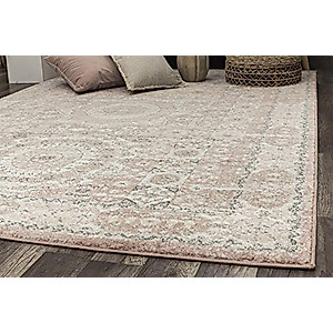Rugs America Harper HY60A Pink Lemonade Transitional Vintage Area Rug, 5'x7'