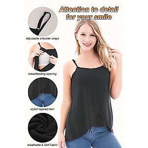 PARNIXS Women's Maternity Nursing Tank Tops Cami Sleeveless Breastfeeding Clothes Shirts, Group D1, Medium (3 Pack)