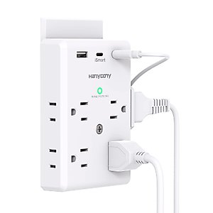 Multi Plug Outlet Extender with USB C Ports, 3 Sided Power Strip with 900J Surge Protector, 8 Outlets Splitter with 3 USB Wall Charger, Wall Adapter Spaced for Home Travel Office Dorm Room, ETL Listed