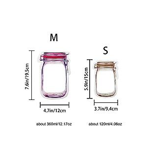 Enkrio 20 Mason Jar Bottles Bags Reusable Snack Bags Food Storage Bags Zipper Sealed Sandwich Bags Snack Storage Food Saver Bags for Nuts Cookies Freezer Safe