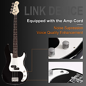 Goplus Full Size 4 String Electric Bass Guitar with Strap Guitar Bag Amp Cord (Brown Bass 4 Straps)