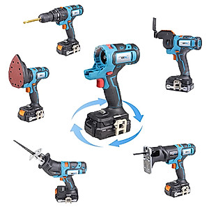 NEWONE 20V Cordless Drill Combo Kit,4-Tool Max Power Tool Combo Kit with Case,4 Attachment,Drill,Reciprocating saw, Oscillating tool, Sander with Accessories,2.0Ah Lithium-Ion Battery and Charger