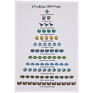 Twelve Days of a Florida Lover's Christmas Flour Sack Kitchen Dish Towel, 18 Inch X 26 Inch
