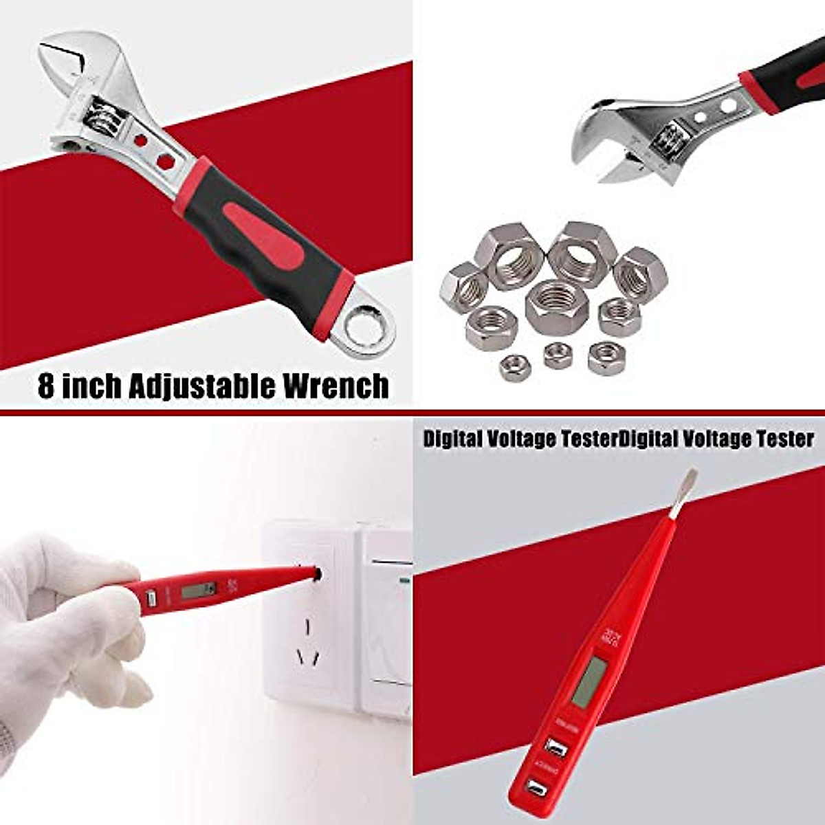 68 Pieces Tool Set,Tool Kit For Home With Storage Case (Black Red)