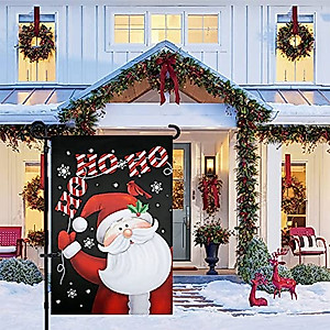 hogardeck Christmas Garden Flag, HO HO HO Santa Claus Polyester Outdoor Christmas Decorations, 12x18 Inch Vertical Double Sided Yard Flag, Cardinal Xmas Decor