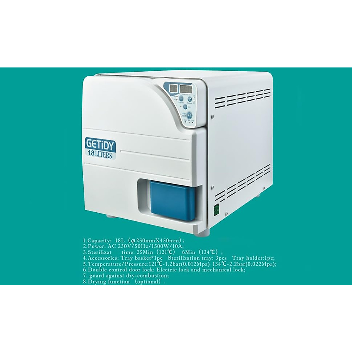 BONEW 18L Digital Desktop Autoclave Steam with High Pressure Drying Function