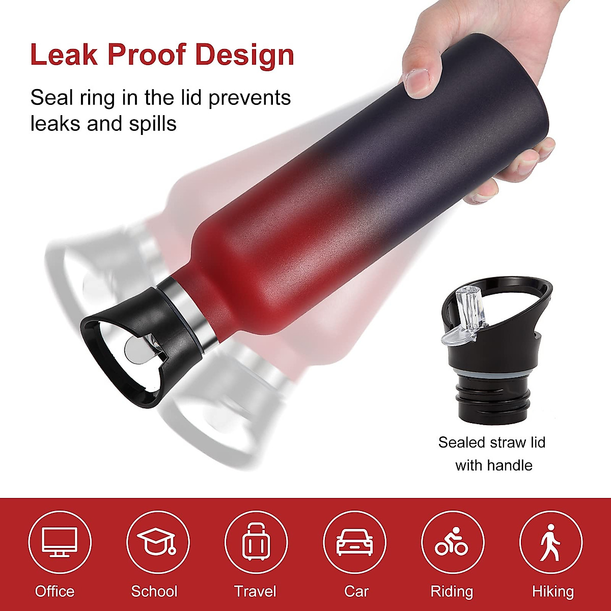 Neihepal 24oz Insulated Water Bottles Bulk 8 Pack,Stainless Steel Double Wall Sport Bottle with Straw Lid,Metal Cup Reusable Thermoses with Hand Cap for School,Cyclists,Hikers,Gift(Assorted,8 Count)