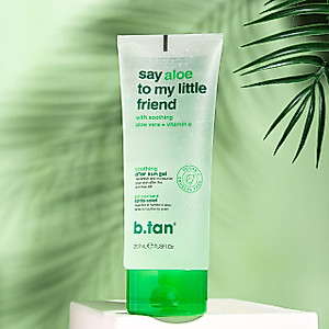 B.TAN Aloe Vera Gel Face & Body | Say Aloe To My Little Friend - Hydrating, Soothing After Sun Lotion Aloe Gel, Vitamin E, Sun Burn Relief, 7 Fl Oz