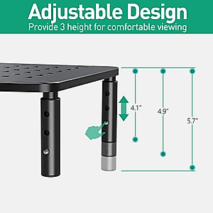 Zimilar 2 Pack Metal Monitor Stands Risers, 3 Height Adjustable Monitor Riser for Laptop Dual Wood Monitor Stand Riser, Monitor Stand with Adjustable Length and Angle