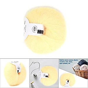 Wool Yarn for Knitting, 12 Colors Soft Thin Angora Mohair Yarn Hand Washable Long Wool Yarn DIY Scarf Crochet Thread Supplies for Craft Projects(Yellow)